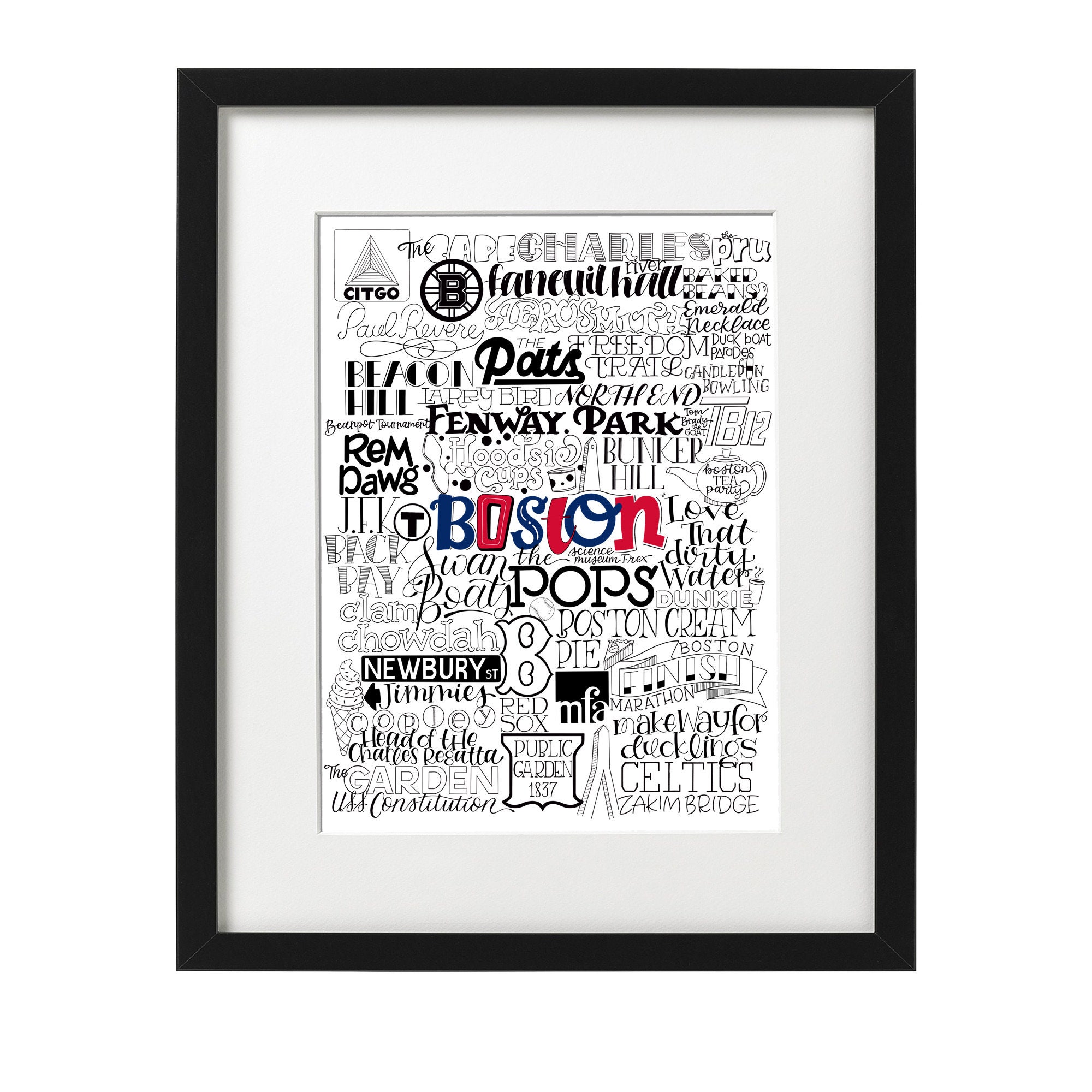 Boston Type Mashup Art Print - Etsy