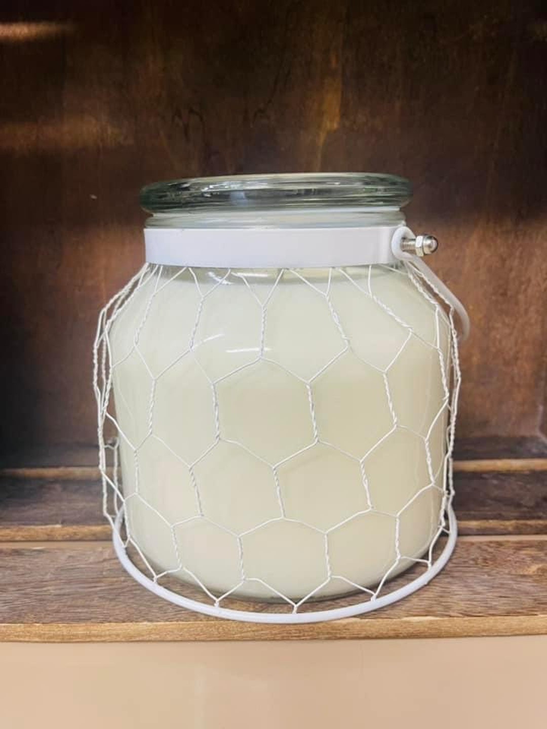 Hand Poured Soy Candle Made in Farmhouse Chicken Wire Container. - Etsy