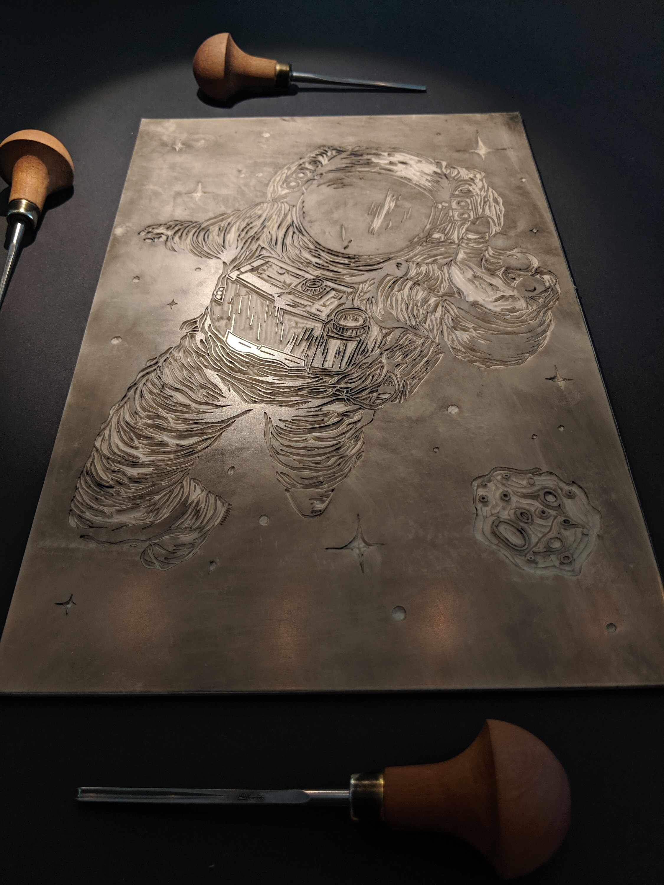 Spaceman - Linoprint - Etsy