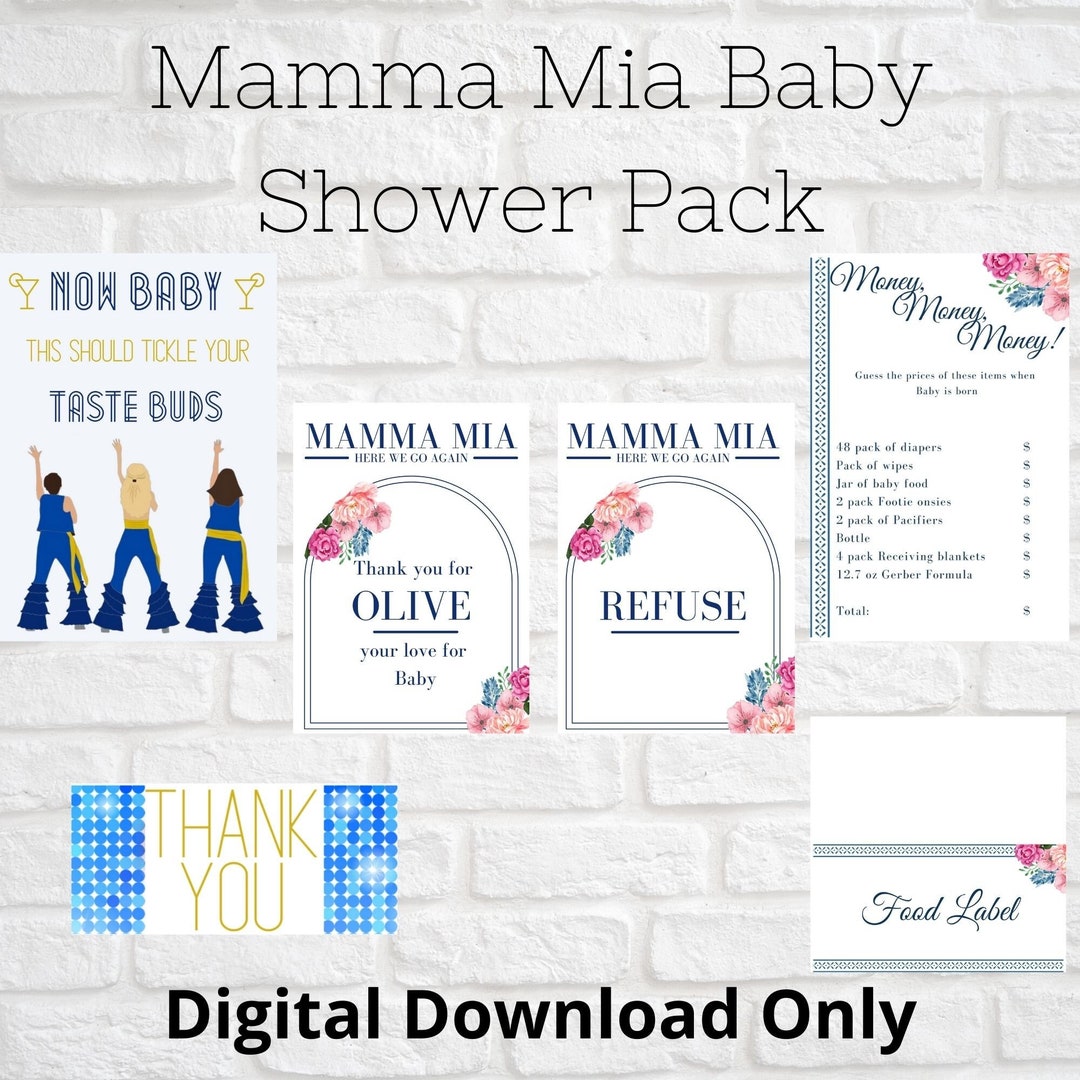 Mamma Mia Baby Shower Party Pack: Greek Floral Decorations (digital Download) - Etsy