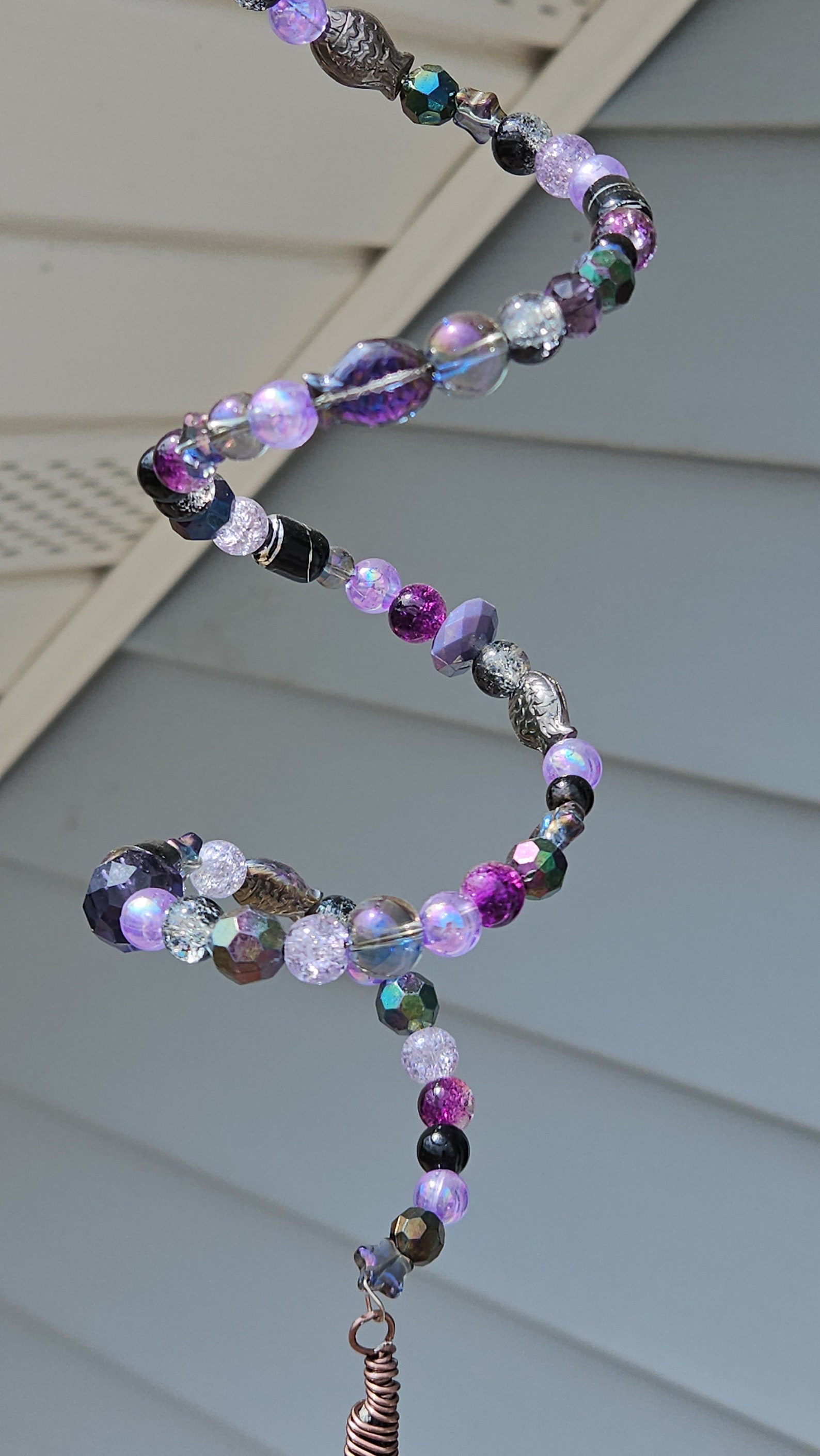 Purple Beaded Memory Wire Sun Catcher With Kyanite - Etsy