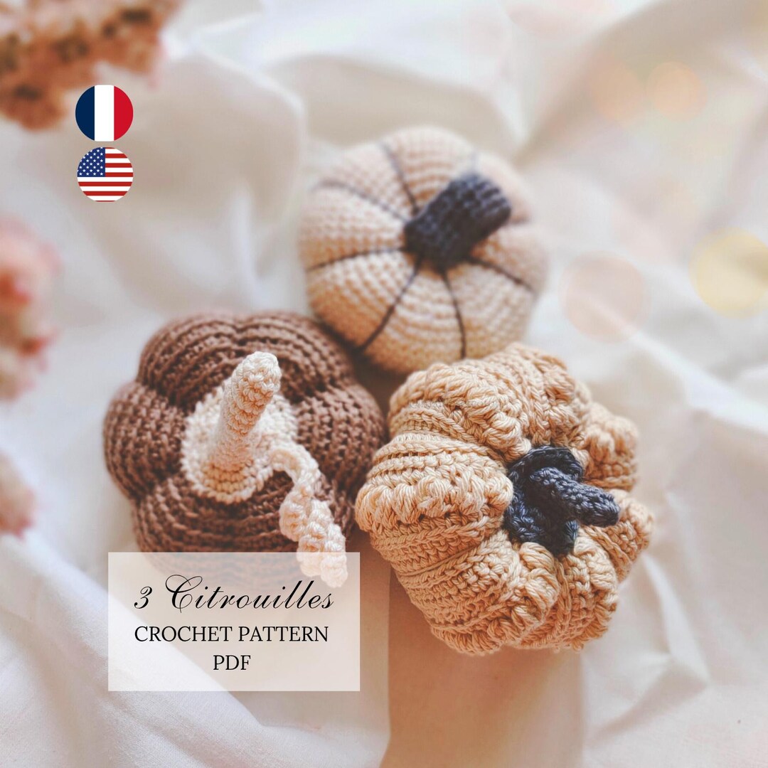 Crochet Pattern Tutorial 3 Pumpkins Pdf Tutorial in French and English ...