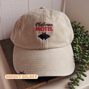 Mothman Motel Embroidered Baseball Dad Hat // Kitschy Cryptid Spooky ...
