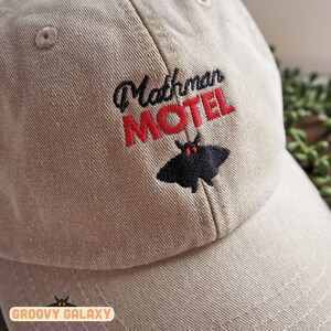 Mothman Motel Embroidered Baseball Dad Hat // Kitschy Cryptid Spooky ...