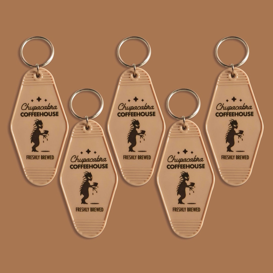 Chupacabra Coffeehouse Retro Plastic Hotel Keychain // Typography Retro ...