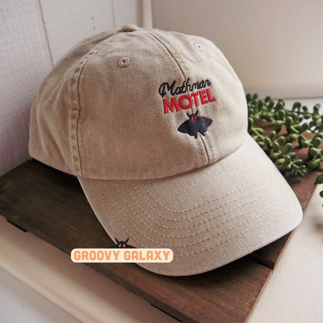Mothman Motel Embroidered Baseball Dad Hat // Kitschy Cryptid Spooky ...