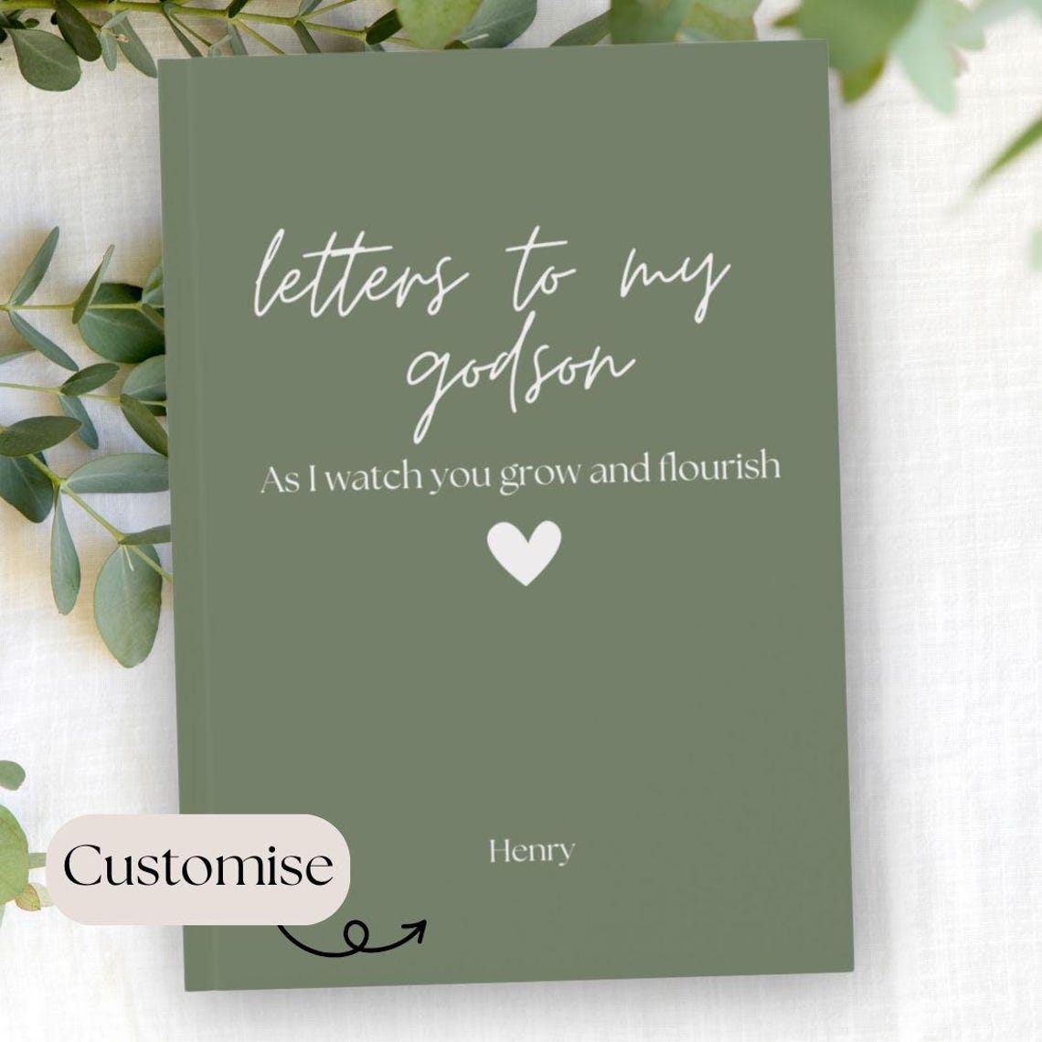 Letters to My Godson Journal - Personalised Godson Gift, Blank Keepsake ...