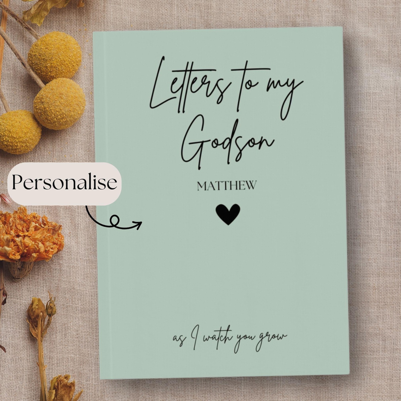 Letters to My Godson Journal | Custom Godson Gift | Blank Keepsake ...