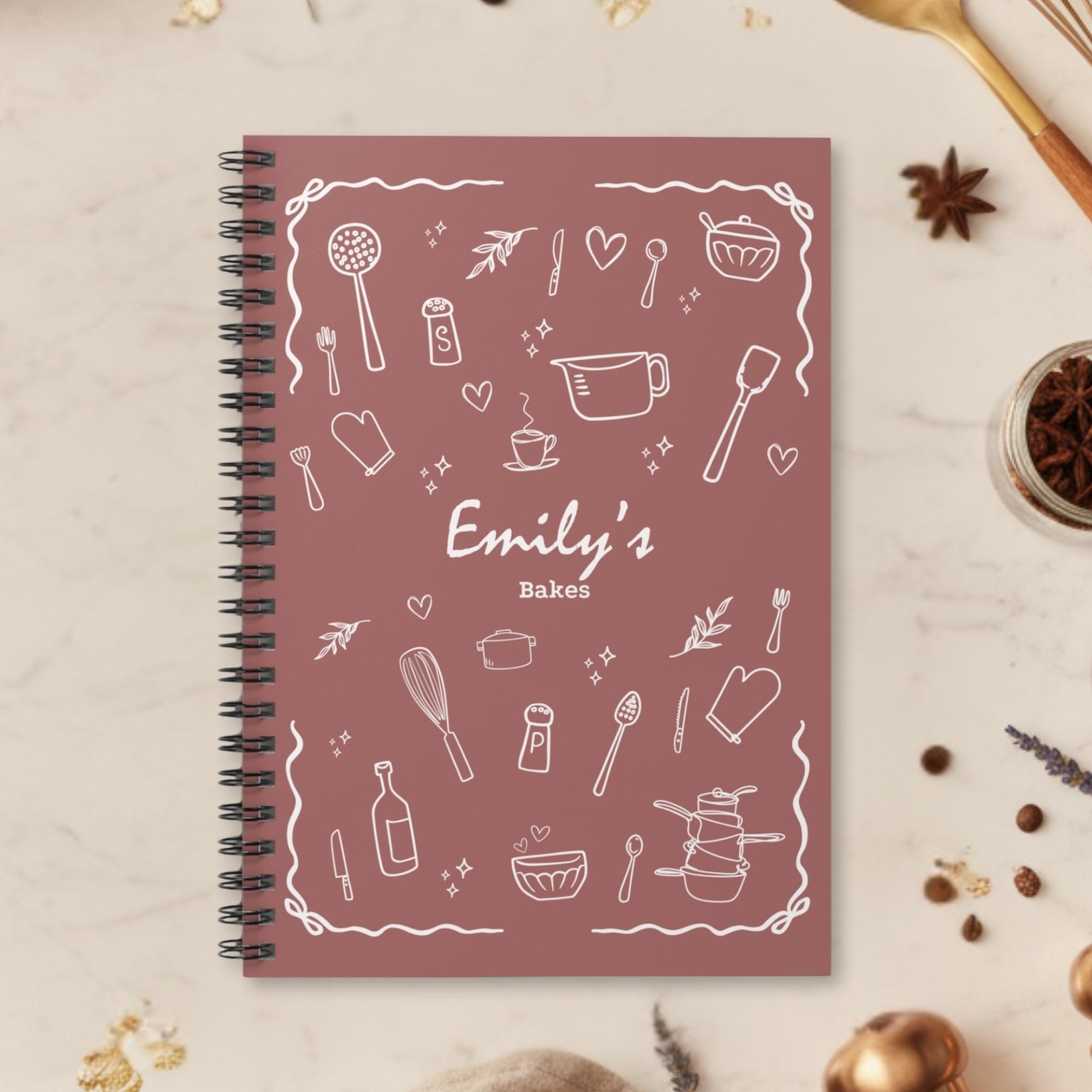 Cute Custom Blank Recipe Book - Name Blank Cookbook, A5 Spiral Recipe ...