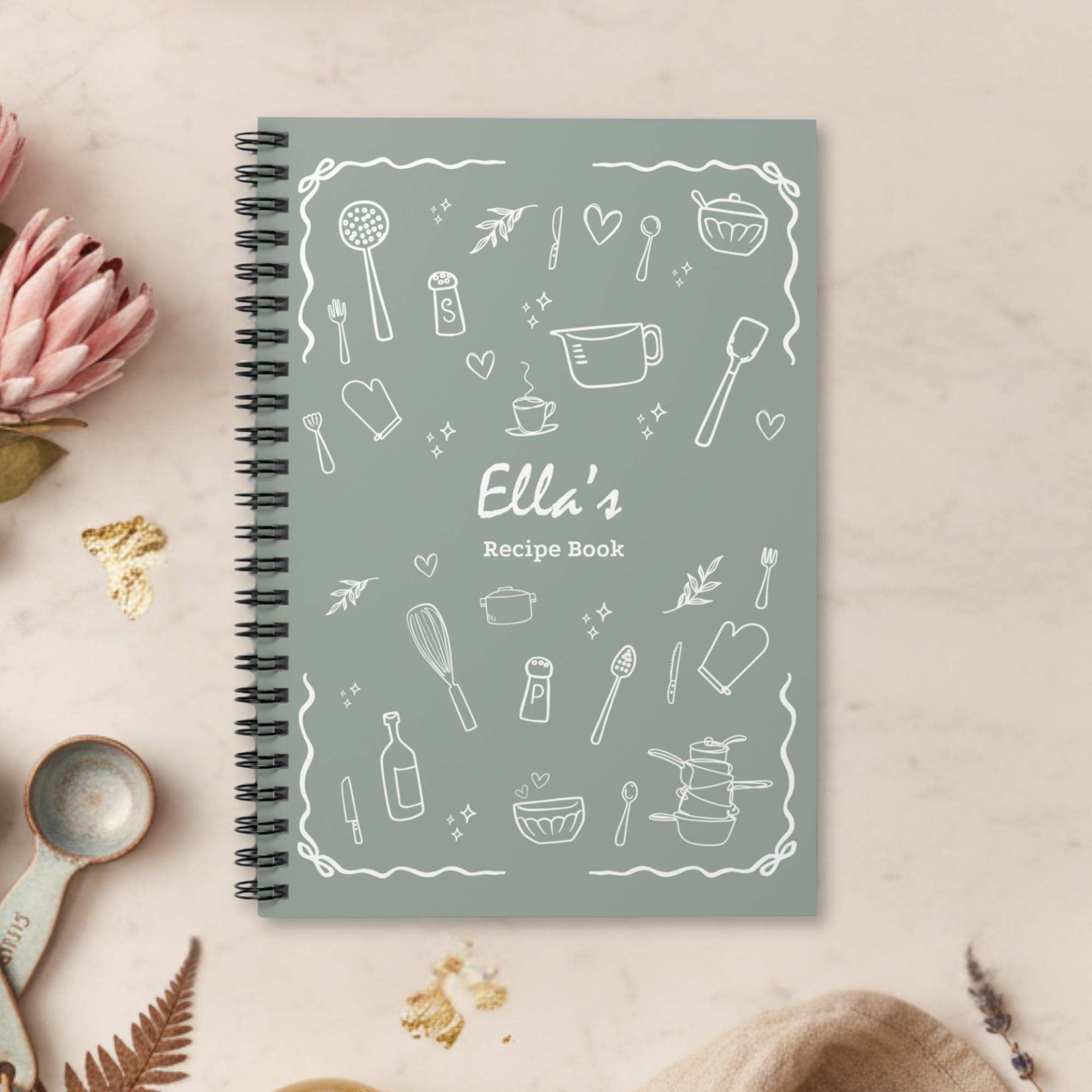 Cute Custom Blank Recipe Book - Name Blank Cookbook, A5 Spiral Recipe ...