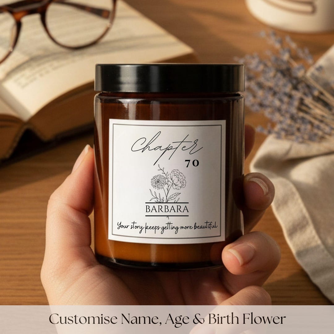 70th Birth Flower Candle - 70th Name Candle, Birth Month Flower Candle ...