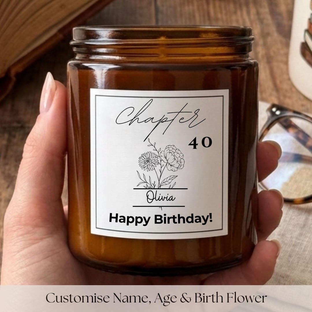 40th Birth Flower Candle Gift - Chapter 40 Name Candle, Birth Month ...