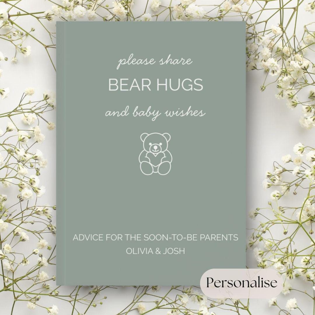 Baby Shower Guestbook Keepsake, Book for Mum & Dad, Teddy Bear Picnic ...