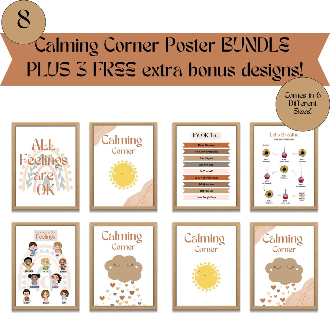 Boho Calming Corner Poster Bundle for Kids Classroom Mental Health ...