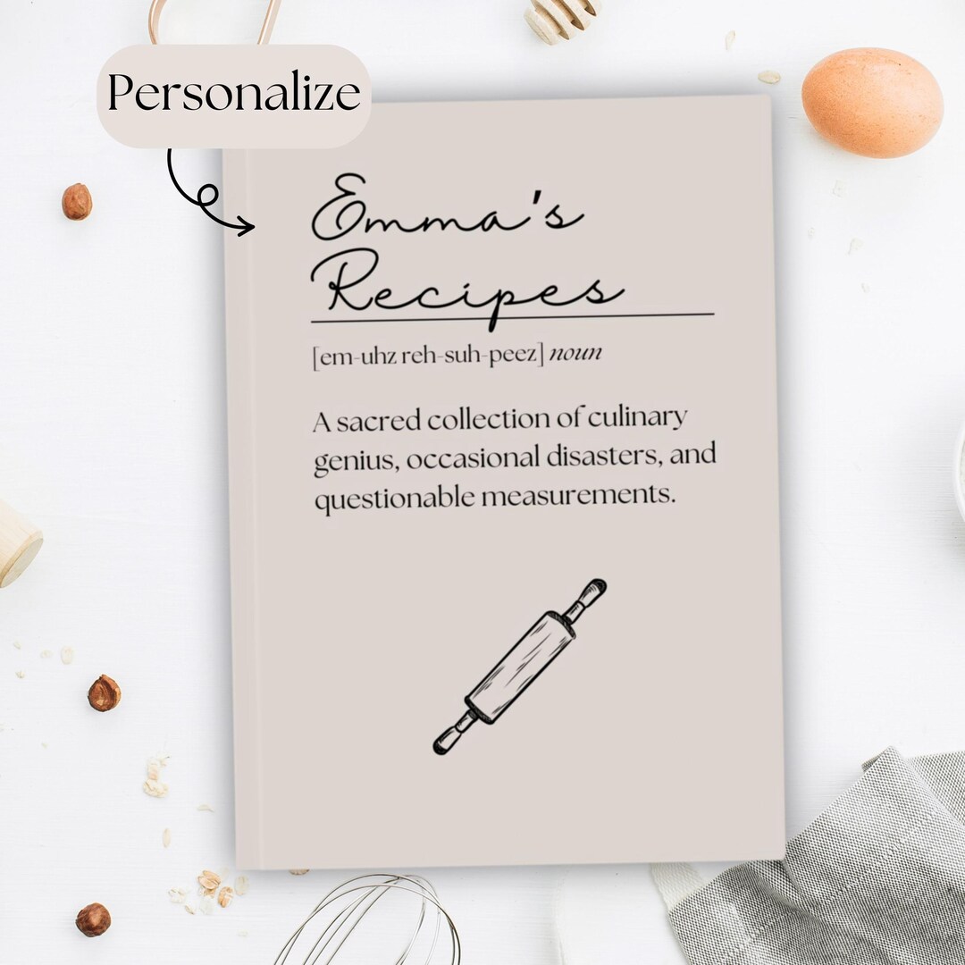 Personalized Recipe Book - Custom Family Cookbook - Gift for Foodies ...
