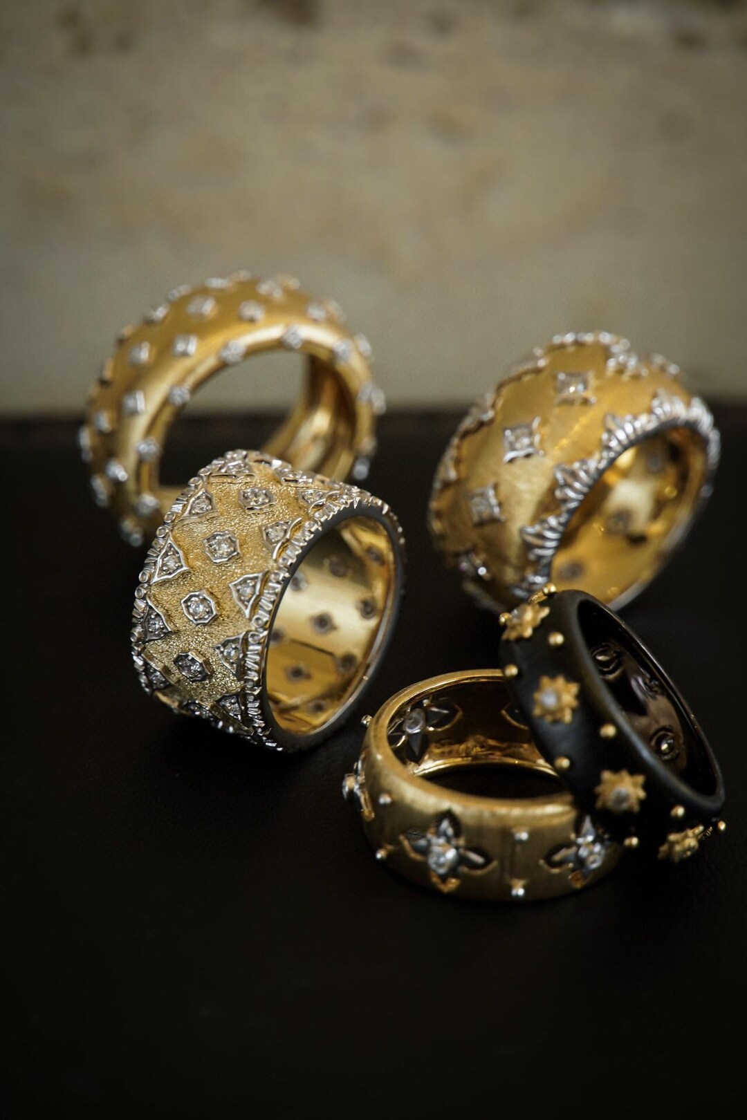 18K Solid Gold Stacking Rings /buccellati Style /gift for Her for Him ...