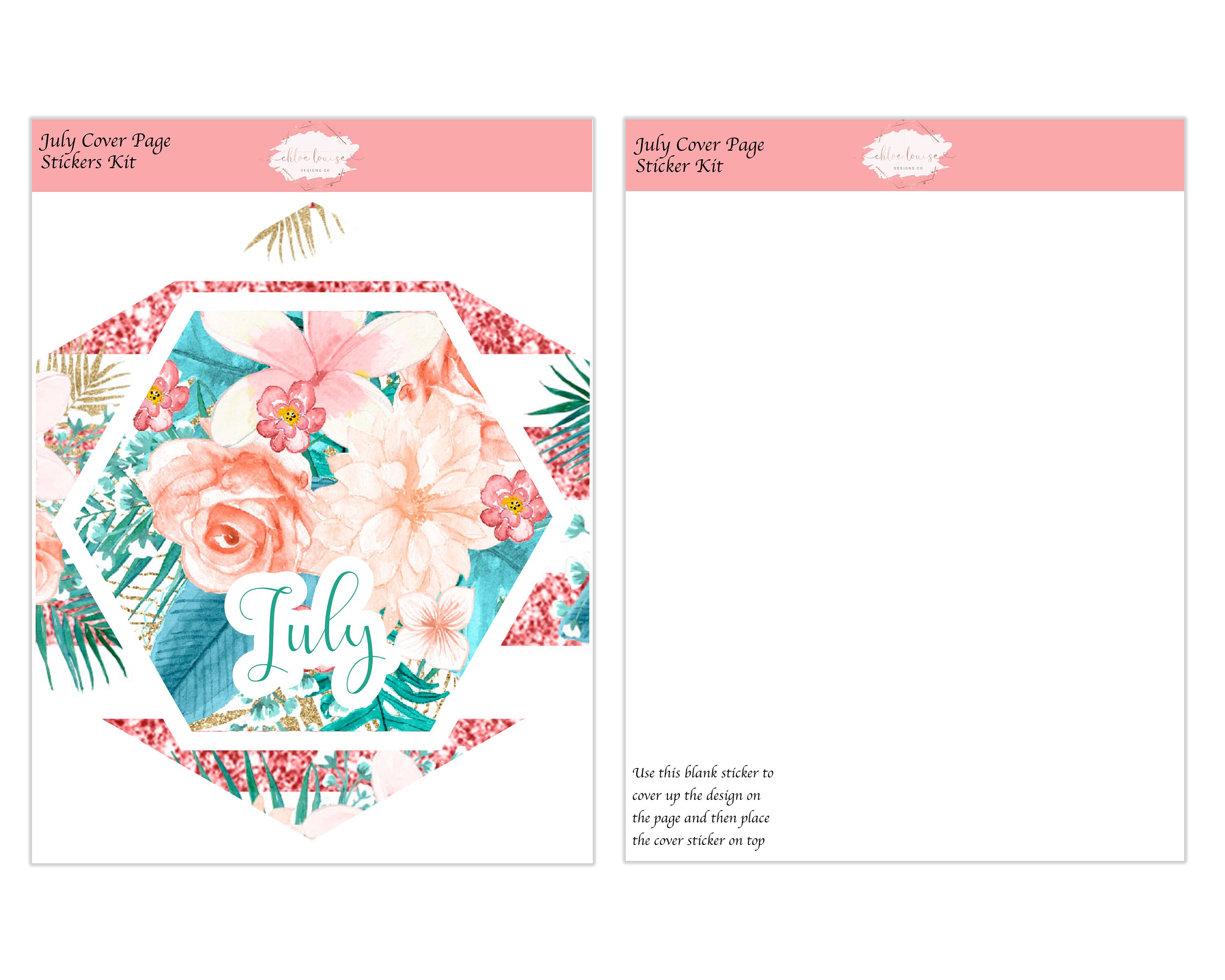 Juli Monats Hexagon Deckblatt Sticker Kit mit optionalem Add | Etsy