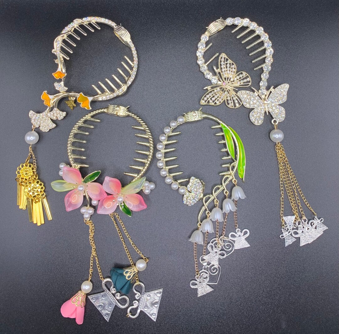 Hmong Fashion Inspired Ponytail/hair Bun Buckle, Tassel Hair Clip - Etsy