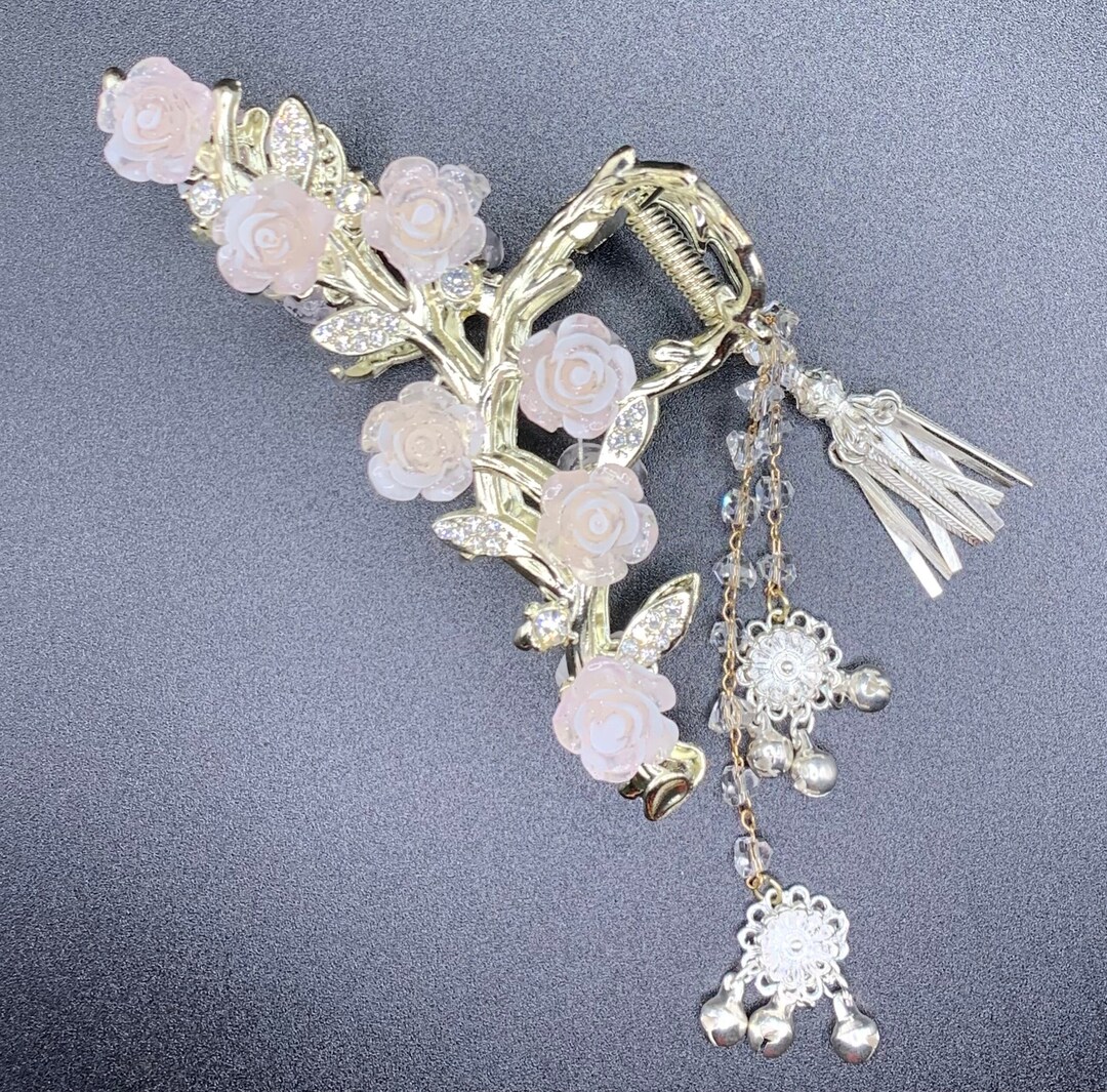 Hmong Fashion Inspired Rose Hair Claw Clips With Tassel - Etsy