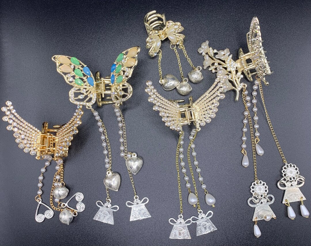 Hmong Fashion Inspired Butterfly Hair Clips With Tassels - Etsy