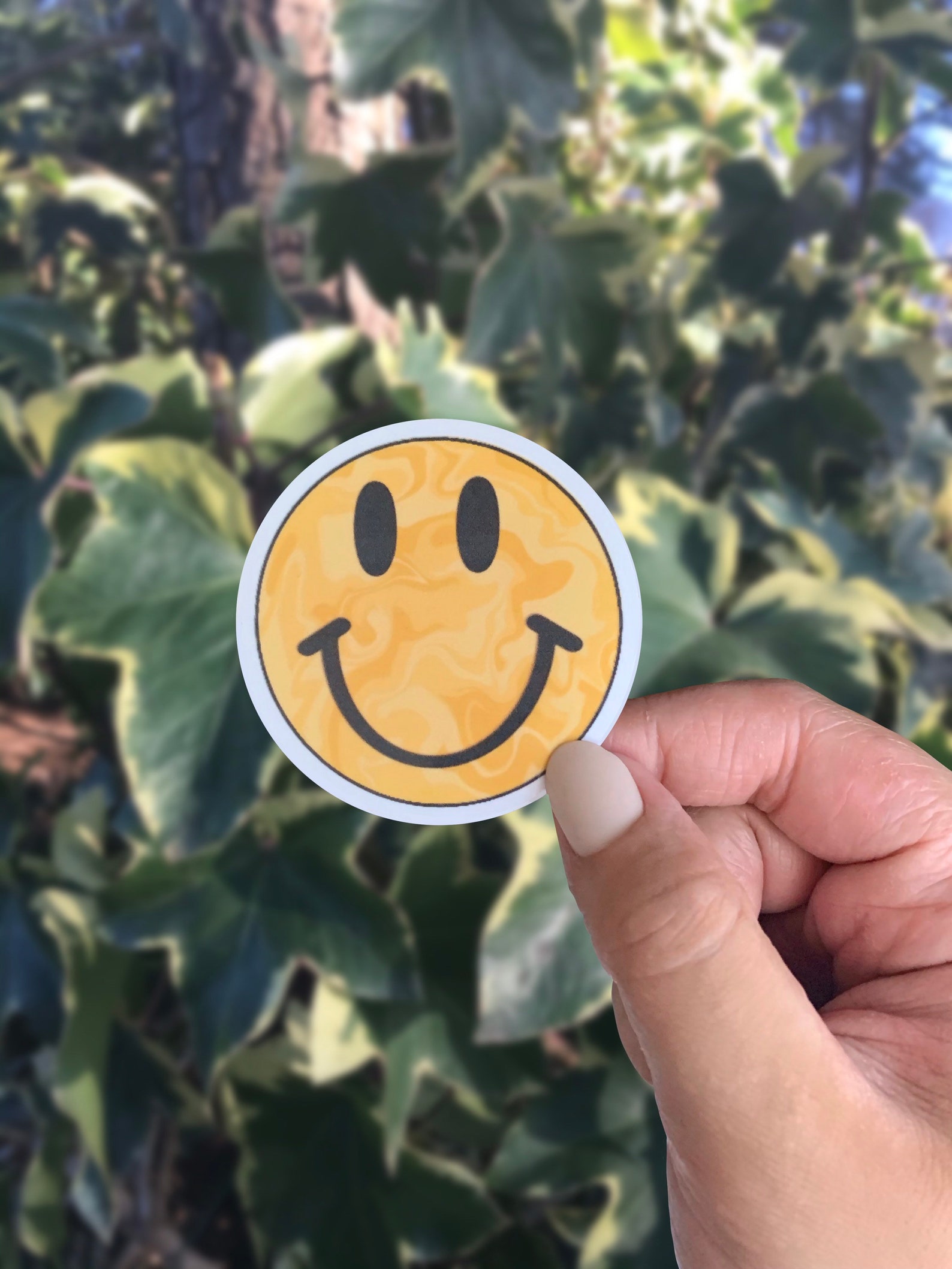 Yellow Smiley Face Sticker Happy Sticker Waterproof | Etsy