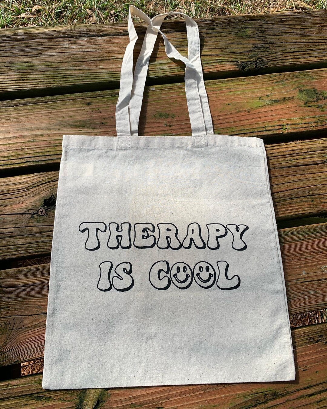 Therapy is Cool Tote Bag, Mental Health Tote Bag, Reusable Bag ...
