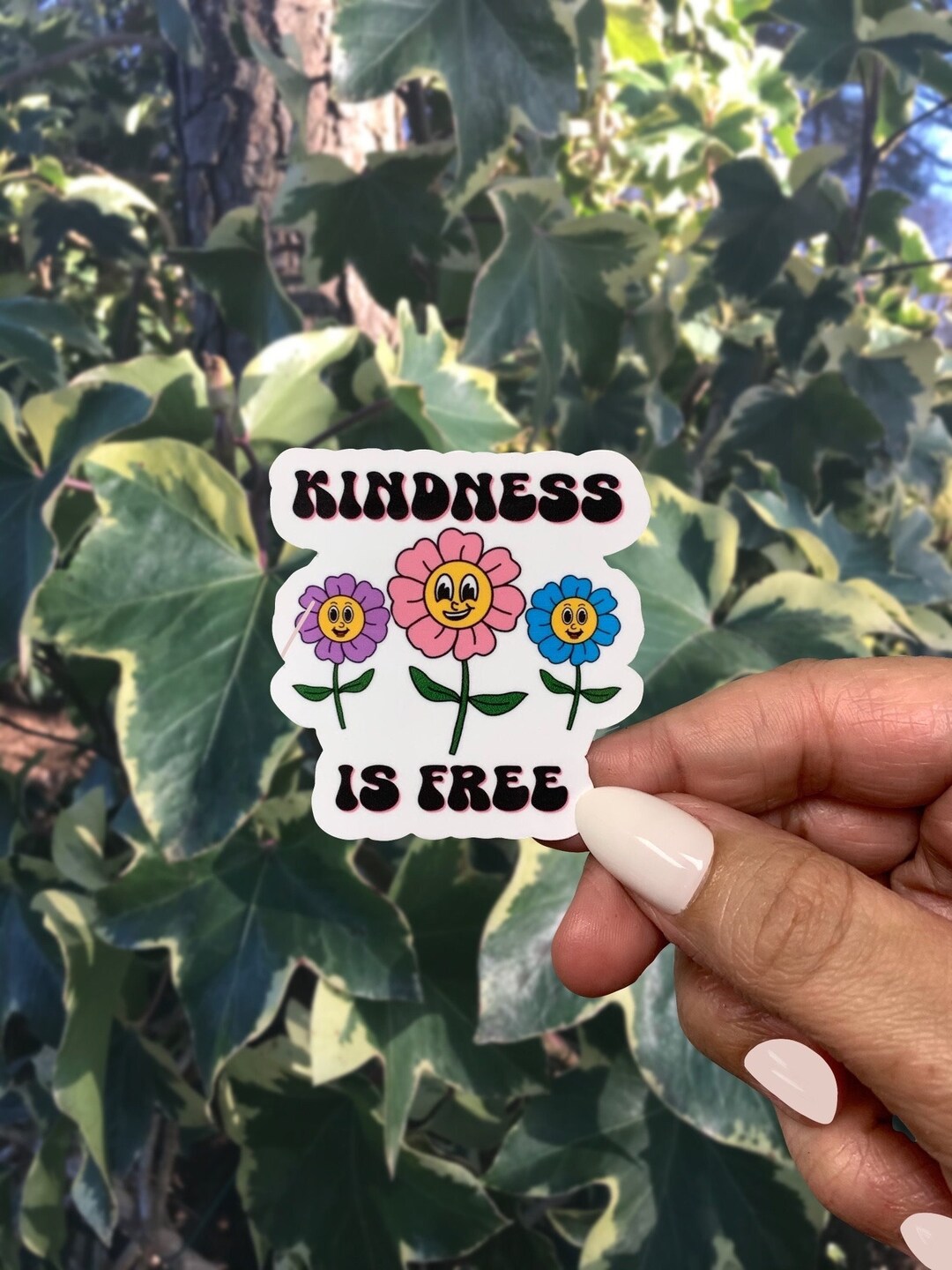 Kindness is Free Sticker, Flower Character Waterproof Sticker, Mental ...