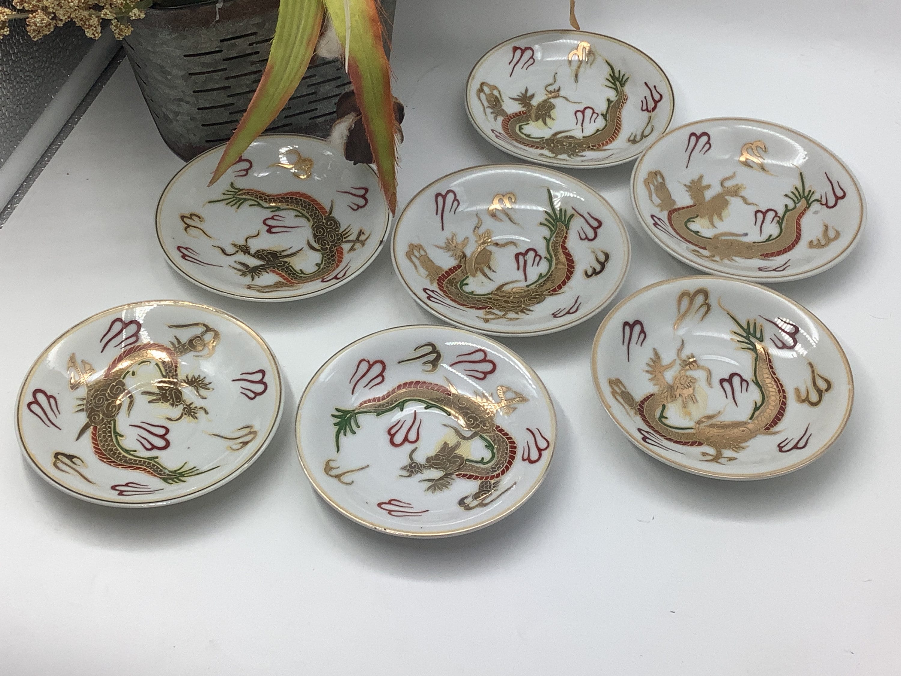 Antique Hand Painted Kutani Japan Sunray Oriental Gold Moriage ...