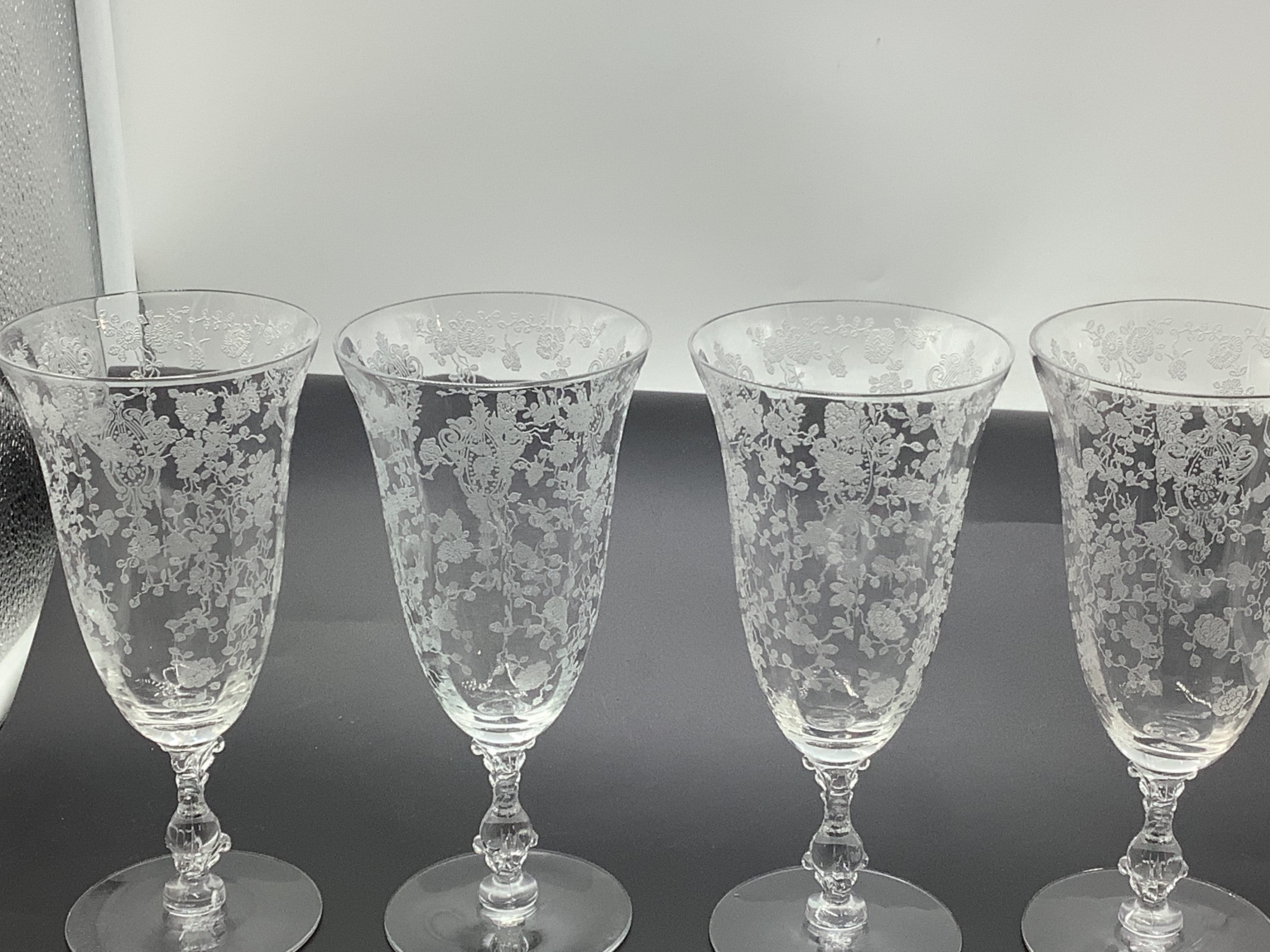 Vintage Cambridge Glass Collection Set of 4pc Rose Point Pattern 7 10oz ...