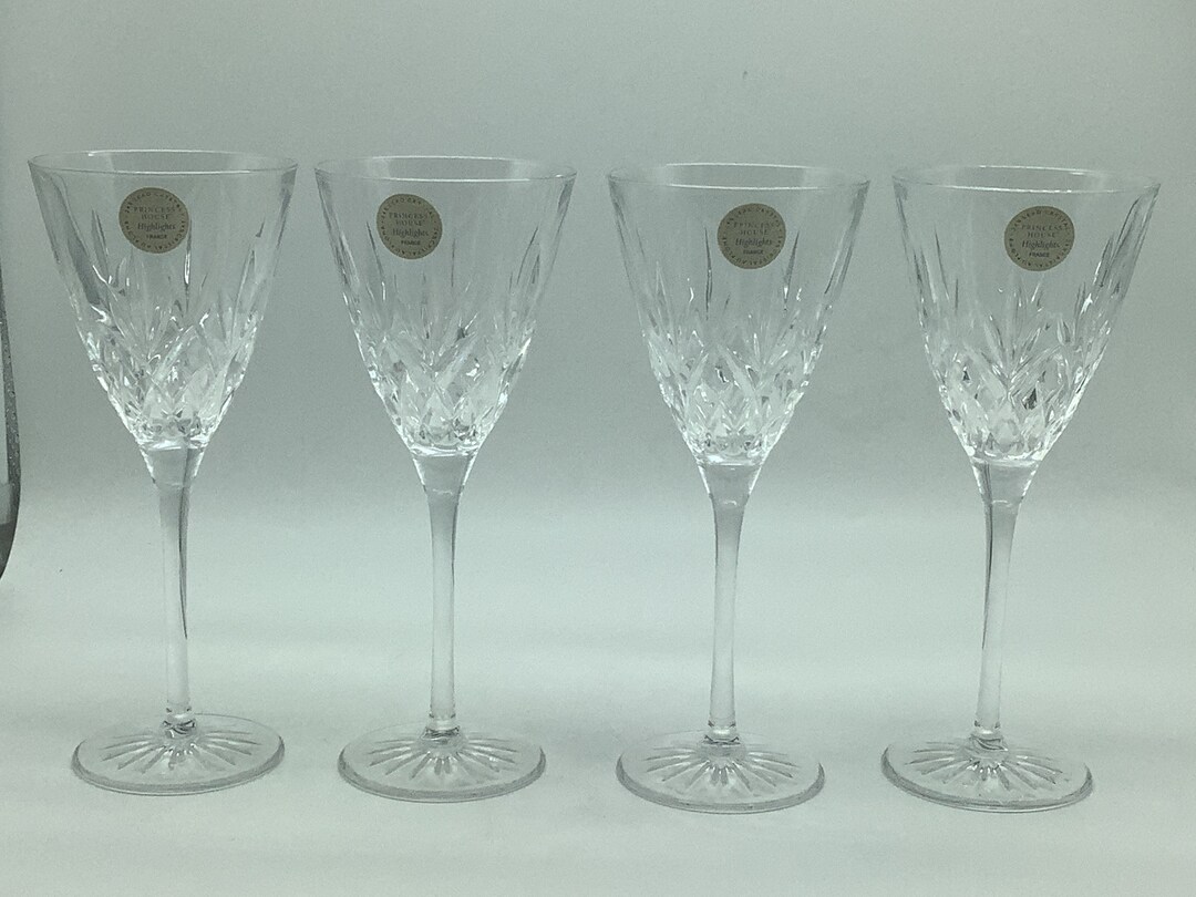 New Princess House Crystal Glass Set 4pc Highlights 7 1/2 in Wine ...