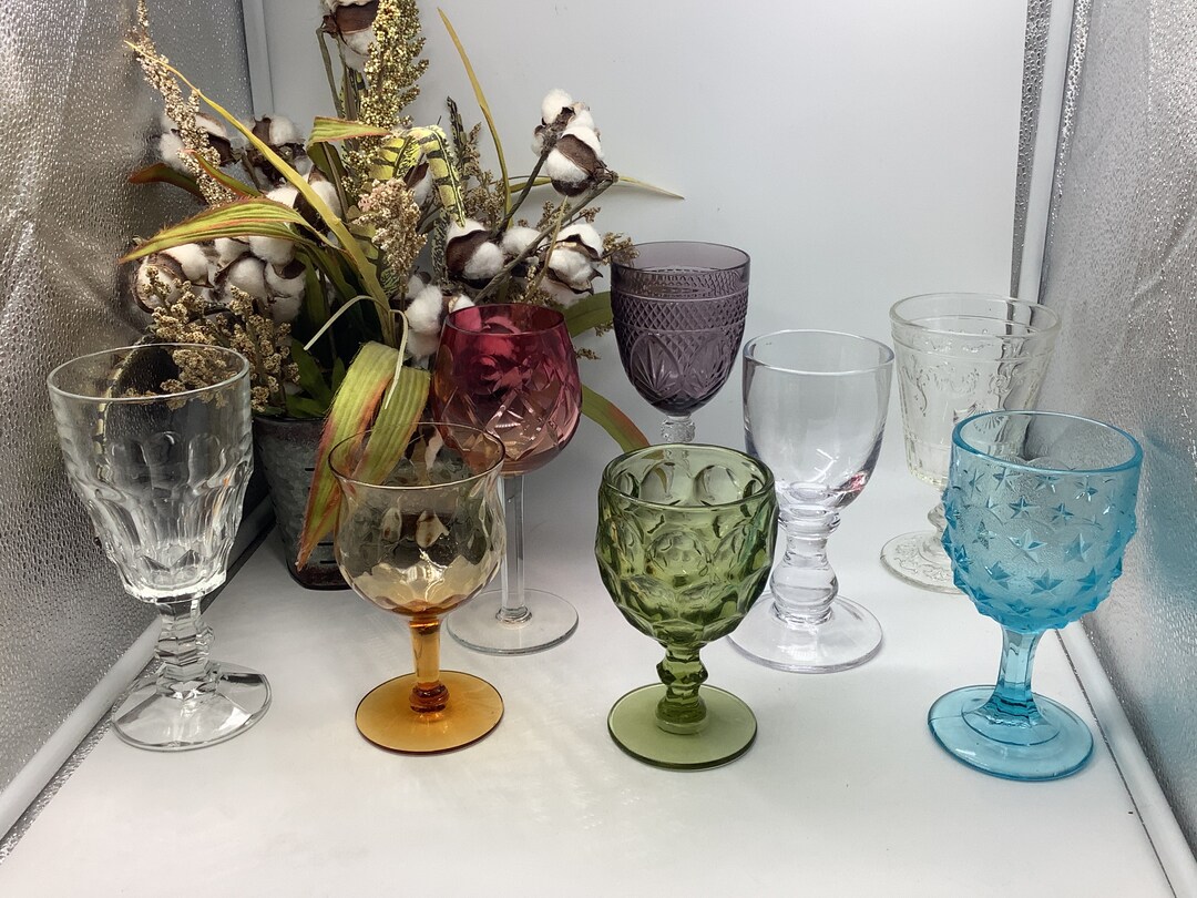Mismatched Rainbow Colored Wine Goblets - Set of 8 - Etsy