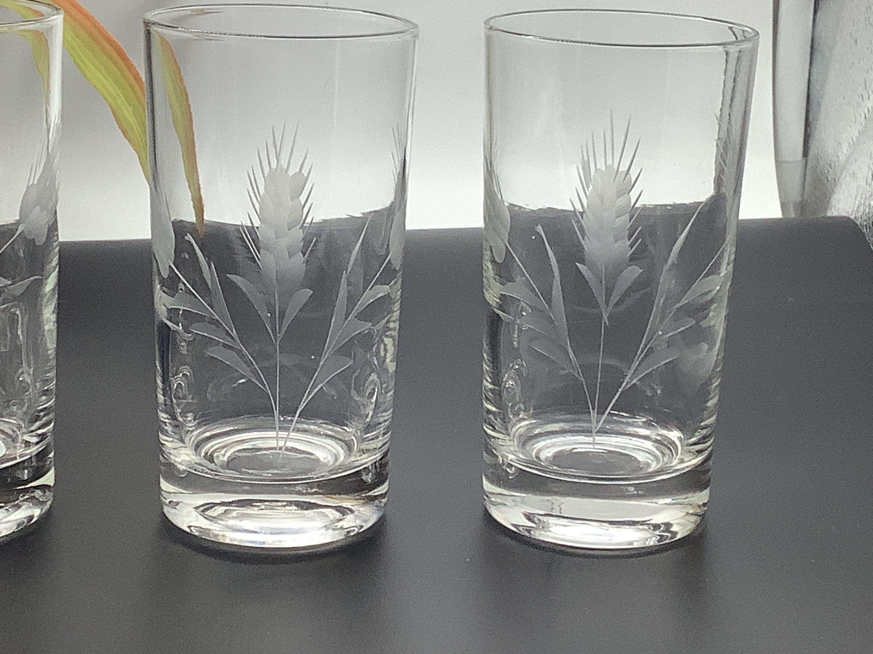 Vintage Set 4 Engraved Etched Wheat Pattern 4 7/8 Highball Glass - Etsy