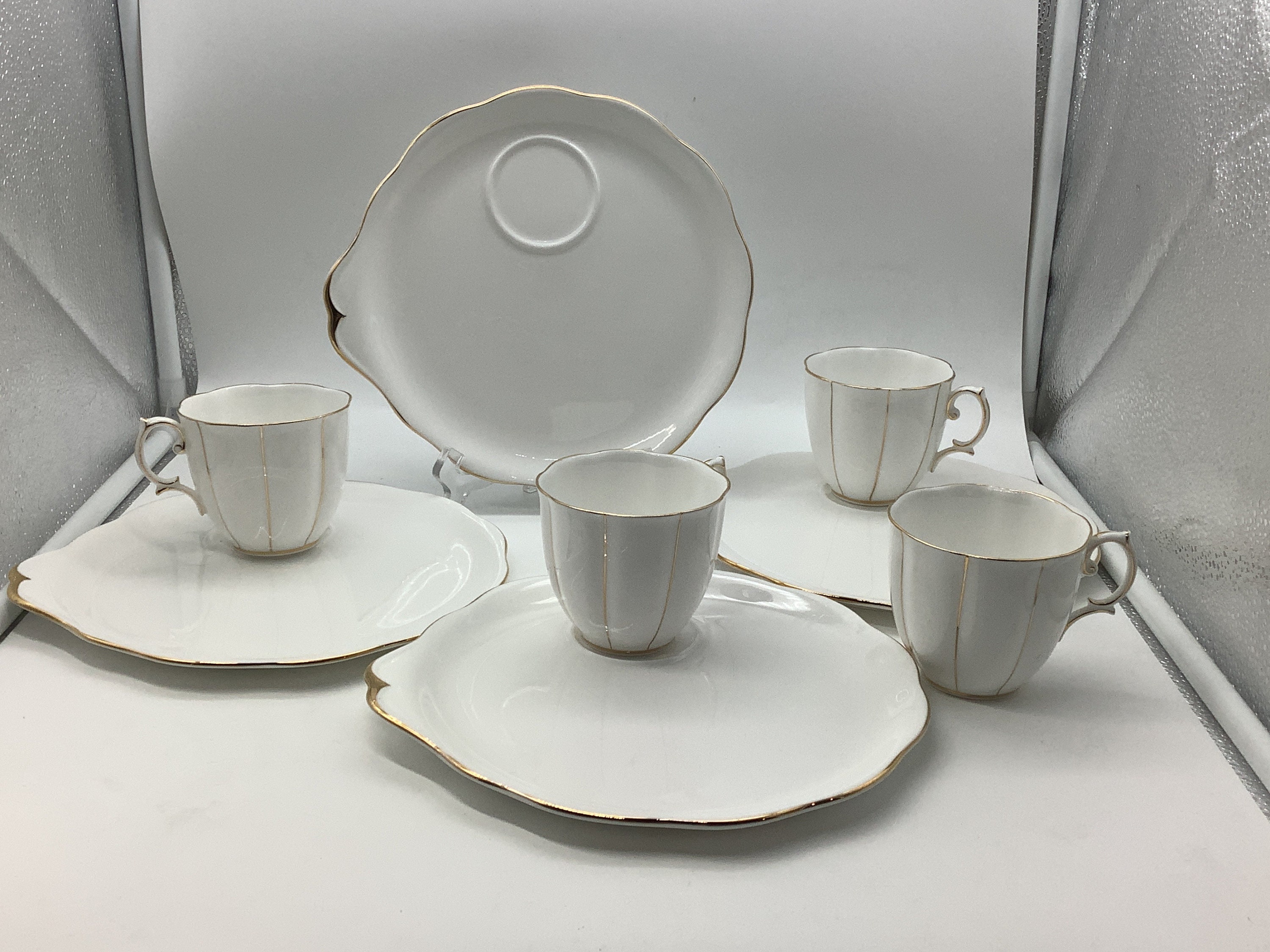 Royal Albert Bone China Set 8pc Kent Design White With Gold Trim Cup ...
