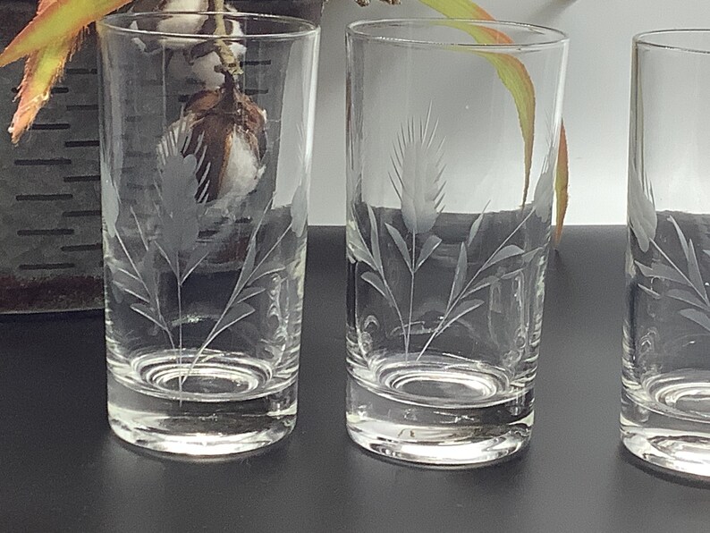 Vintage Set 4 Engraved Etched Wheat Pattern 4 7/8 Highball Glass - Etsy