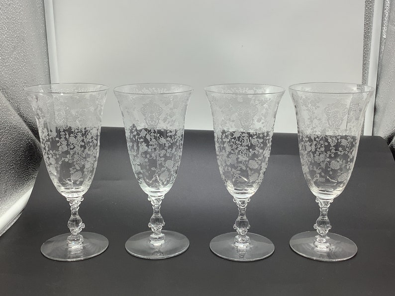 Vintage Cambridge Glass Collection Set of 4pc Rose Point Pattern 7 10oz ...