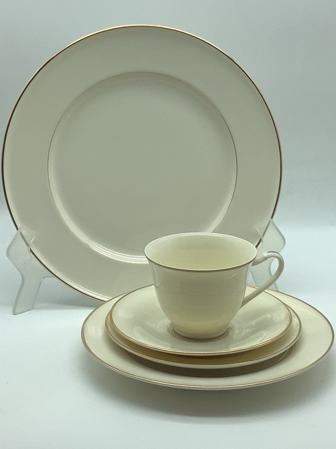 Mikasa Fine Ivory Set 5pc Stanton Gold LAD-10 Cup, Saucer, Bread Plate ...