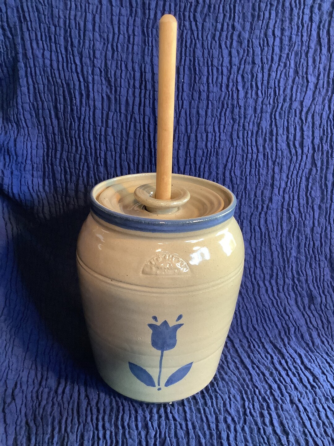 Beautiful Vintage Duckholt Stoneware Pottery USA Salt Glaze Blue Tulip ...
