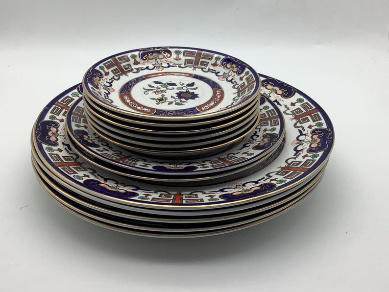 Vintage Set 12pc Asian Style Multicolored Gold Trim Nikko H491 ...