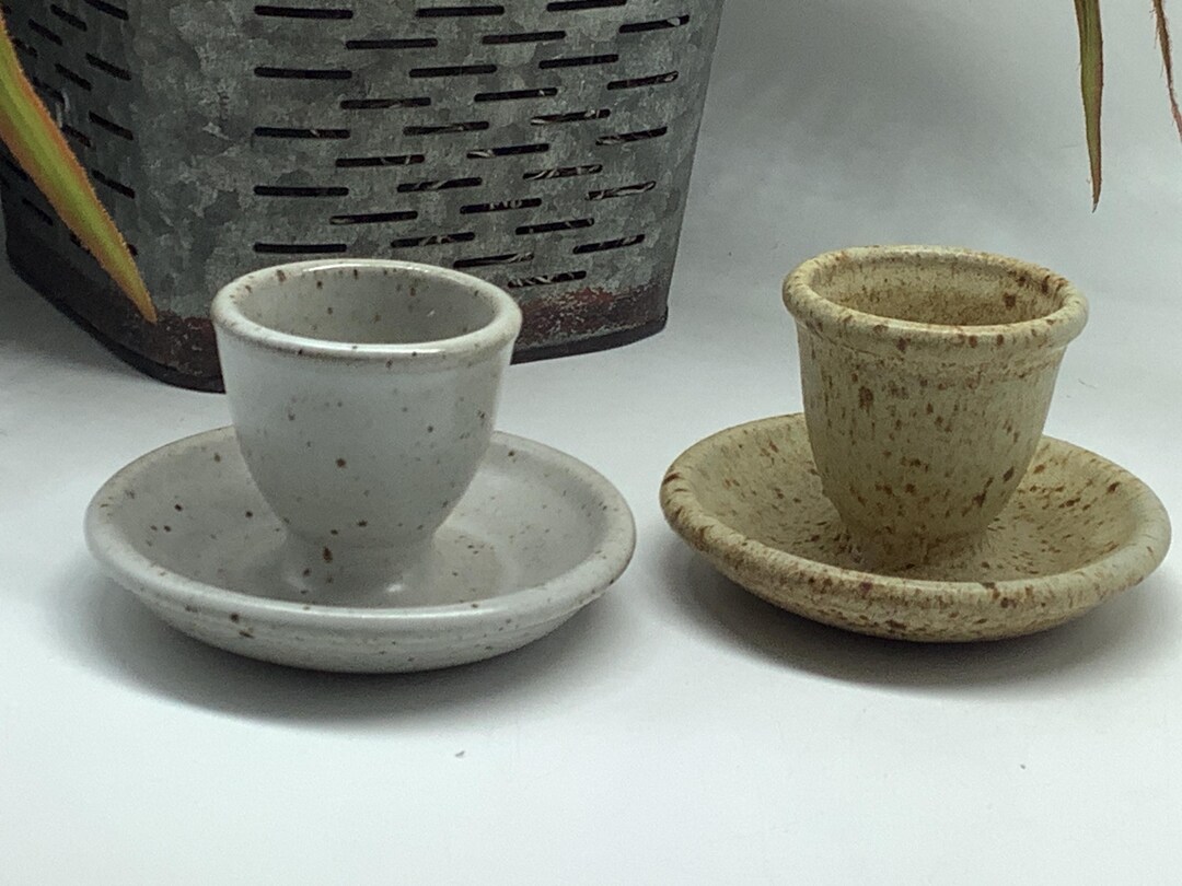 Beautiful Vintage Jean Paul Pottery USA Set 2 Egg Cup Saucer - Etsy