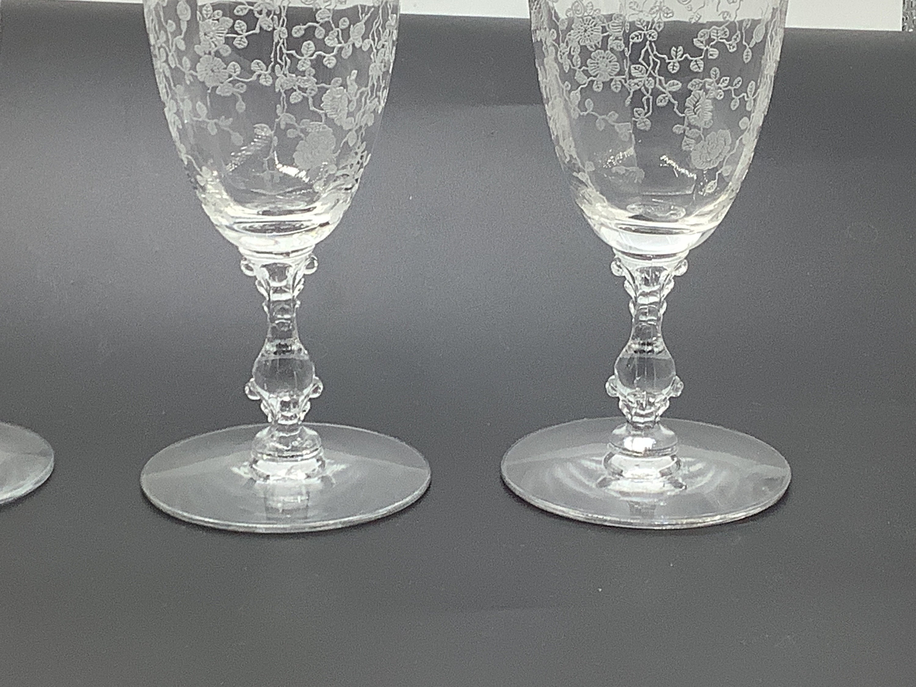 Vintage Cambridge Glass Collection Set of 4pc Rose Point Pattern 7 10oz ...