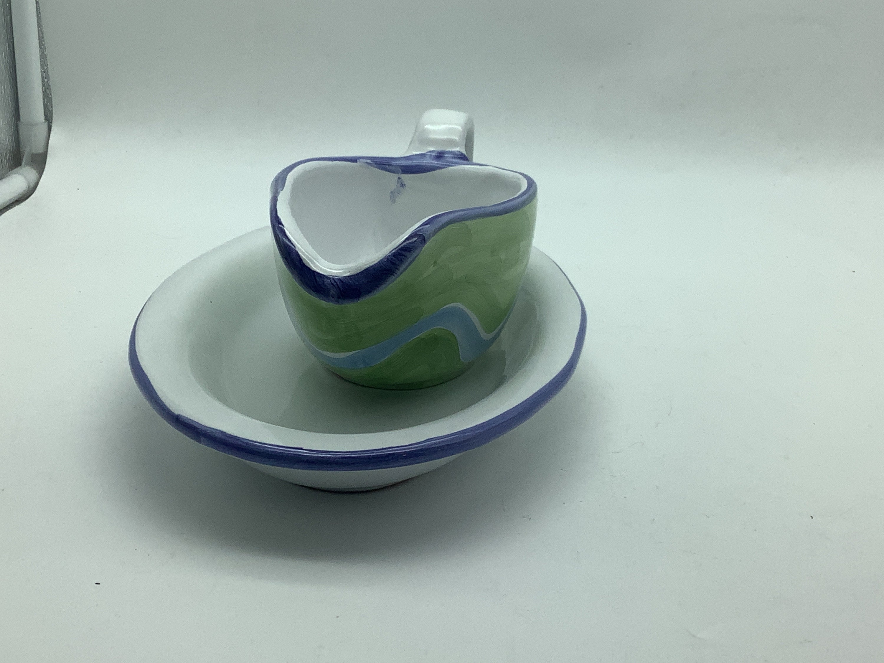 Calico Italy Pottery Hand Painted Gravy Boat & Oval Underplate - Etsy
