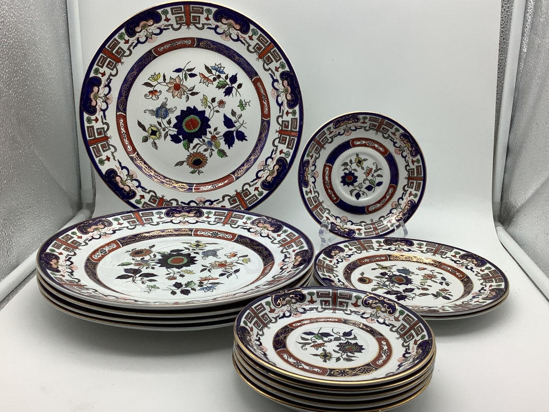 Vintage Set 12pc Asian Style Multicolored Gold Trim Nikko H491 ...
