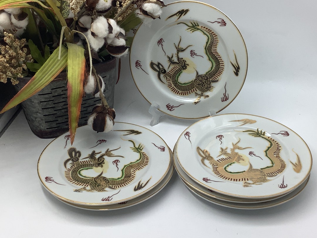 Antique Hand Painted Kutani Japan Sunray Oriental Gold Moriage ...