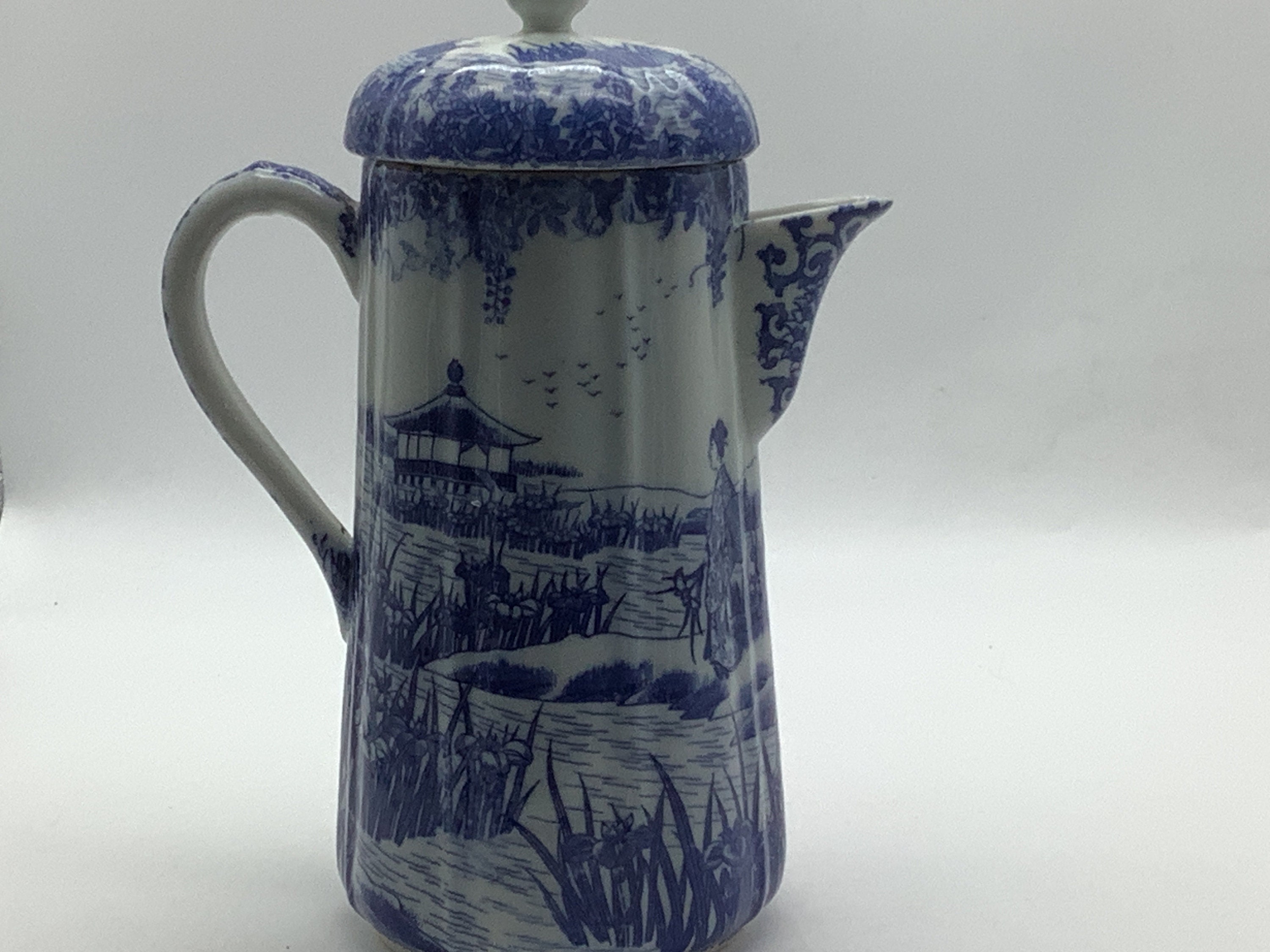Vintage Blue White Japanese Meiji Geisha Girls Porcelain Coffee ...