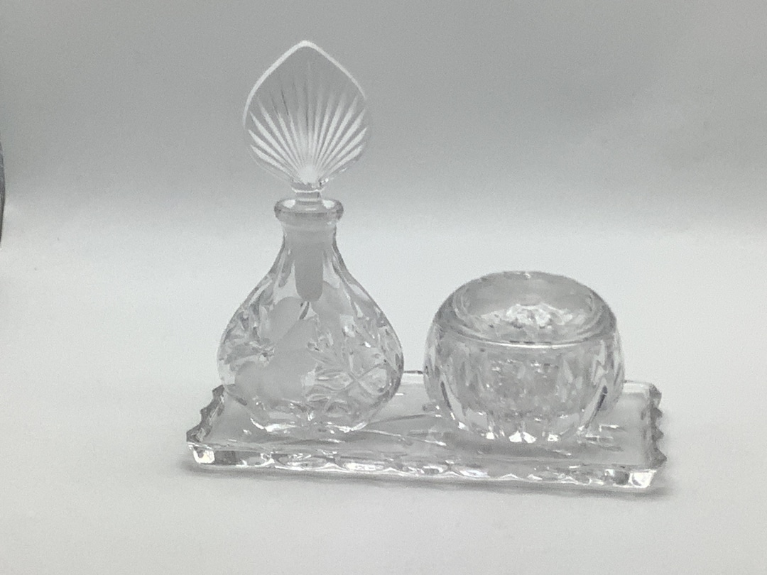 Princess House Glass Heritage Design Lead Crystal Vanity Set - Etsy