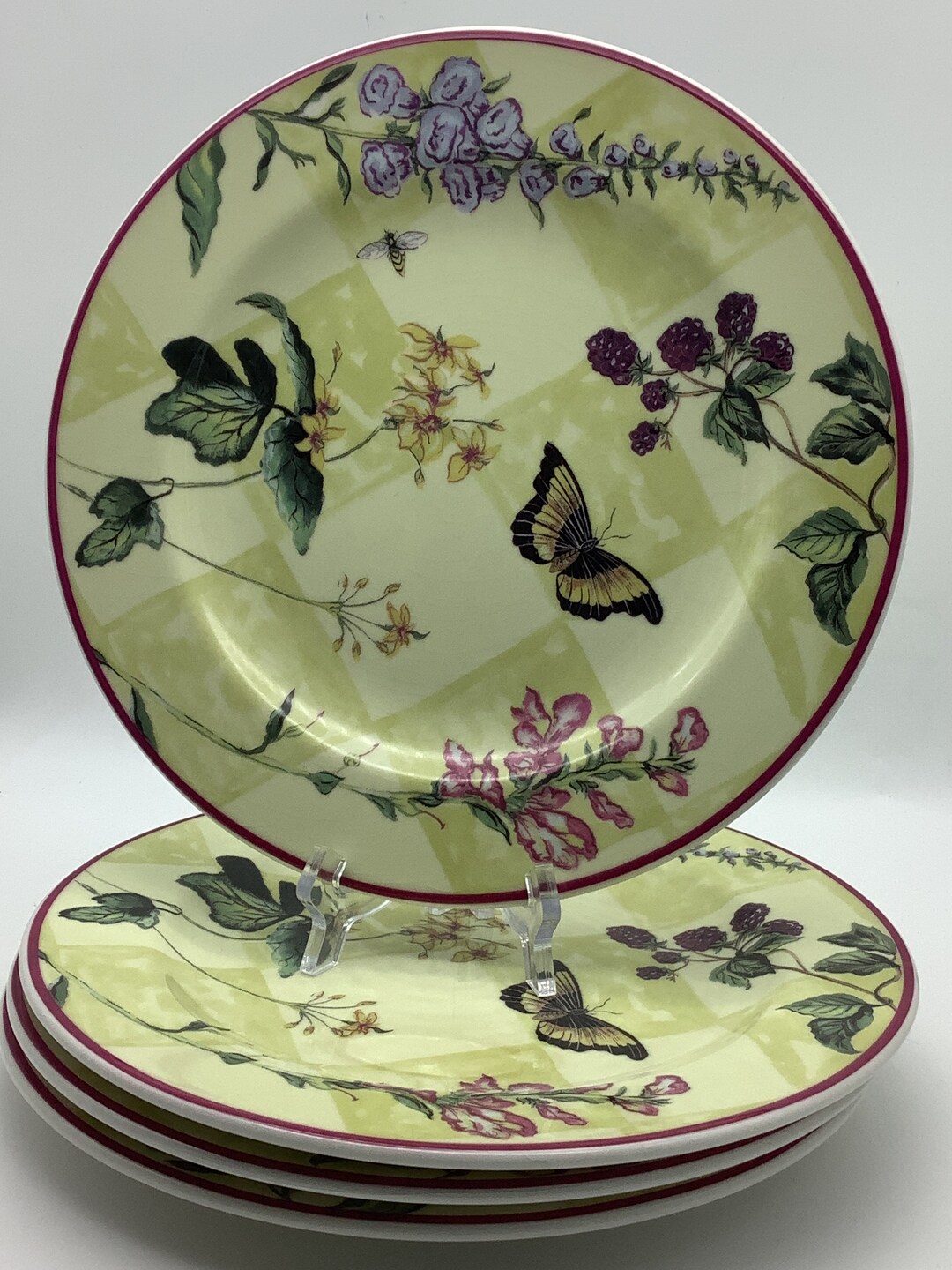 Tracy Porter Set 4pc Sweet Briar Rose Dinner Plate Butterfly - Etsy