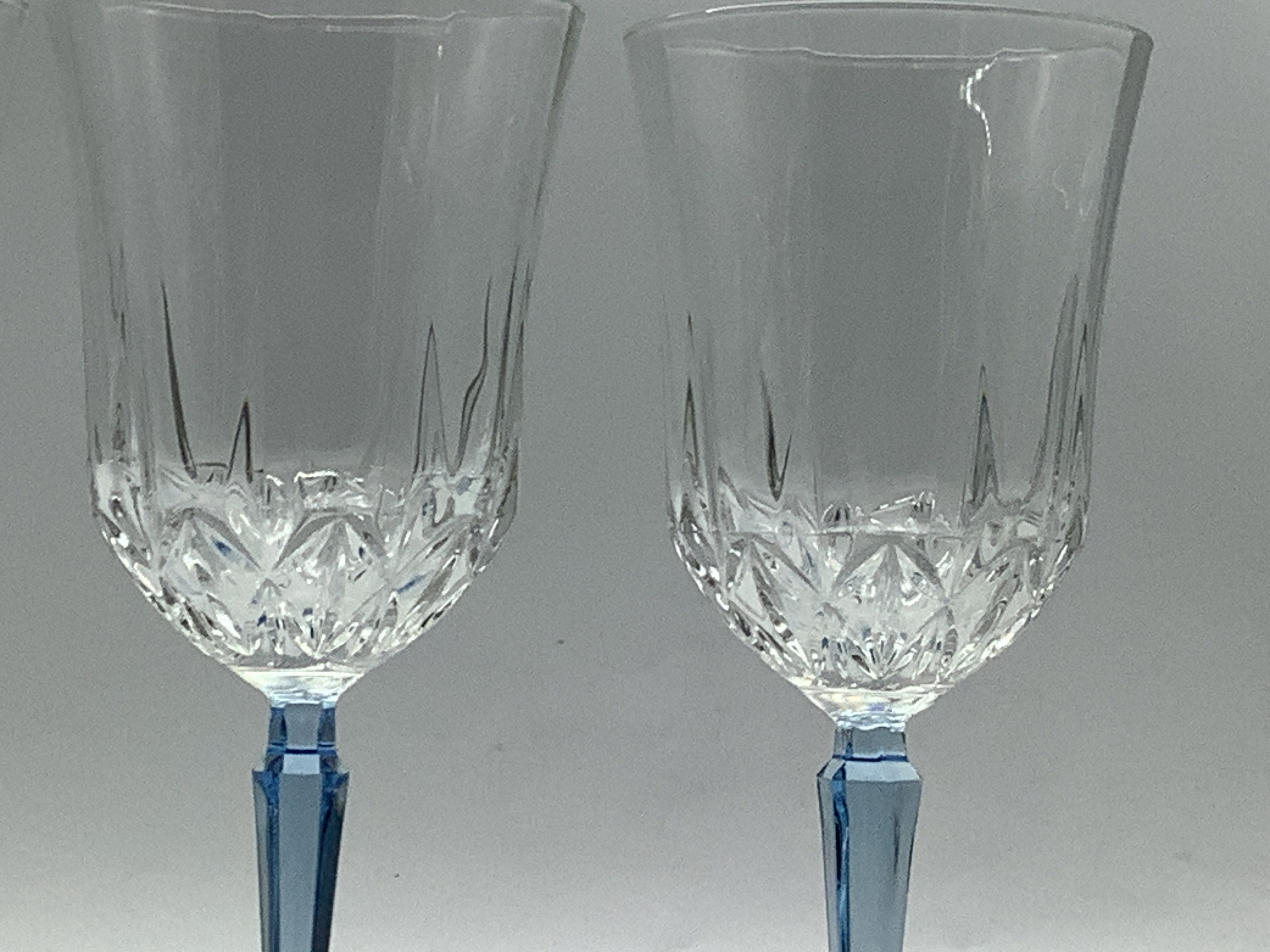 St. George Crystal American Heritage Set 4pc Blue 8” Water Goblets - Etsy