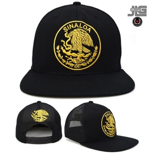 SINALOA Mexican New Snapback Hat Flat Bill Cotton Mesh Back Baseball ...