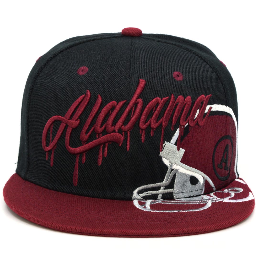 Alabama Leader Drip Football Helmet A Burgundy Black Snapback Hat Cap ...