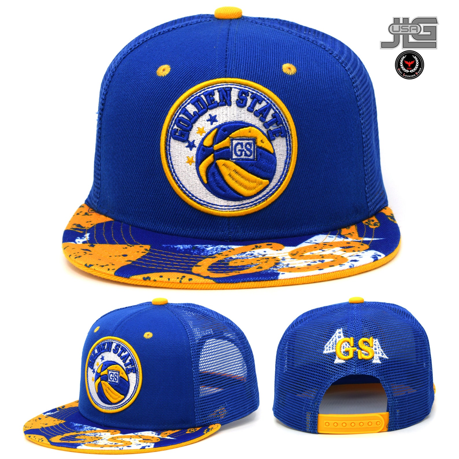 Golden State New Leader Retro City Mesh GS Royal Snapback Trucker Hat ...